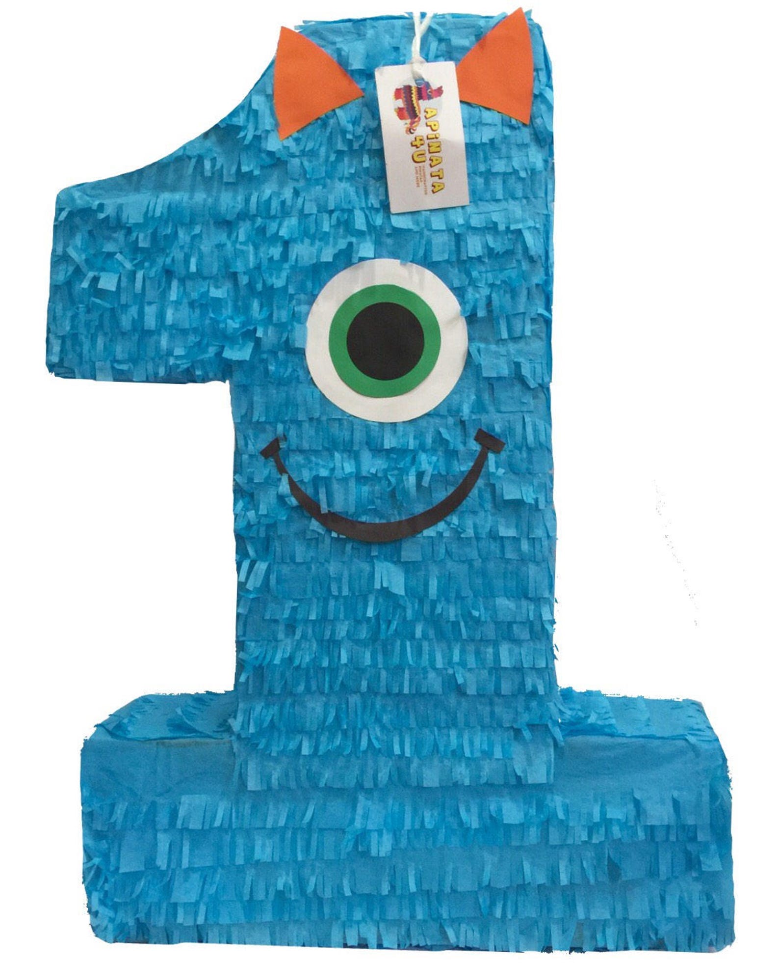 20'' Tall Number One Pinata Blue Color Monster Pinata First Birthday ...