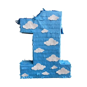 Cloud Themed Number 1 Pinata for 1st Birthday Party Celebrations, Kids ...