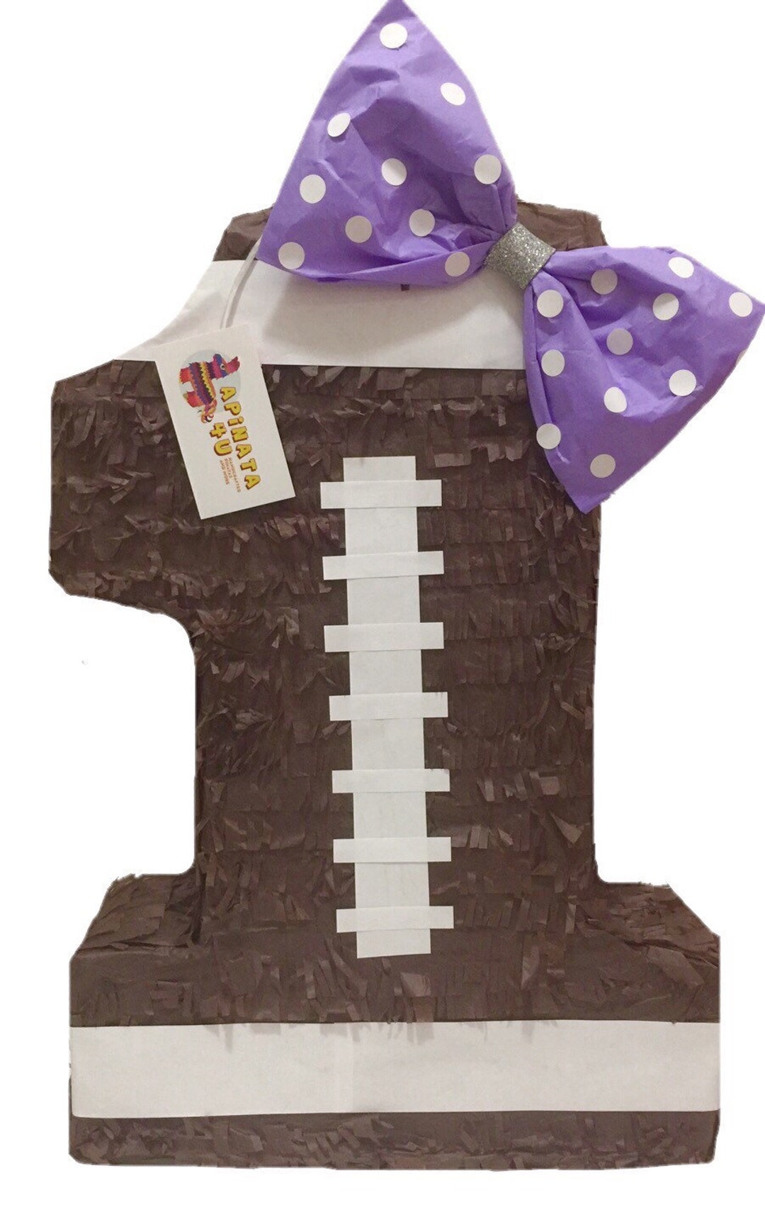 20 Tall Football Number One Pinata With Bow Traditional Whack or Pull ...