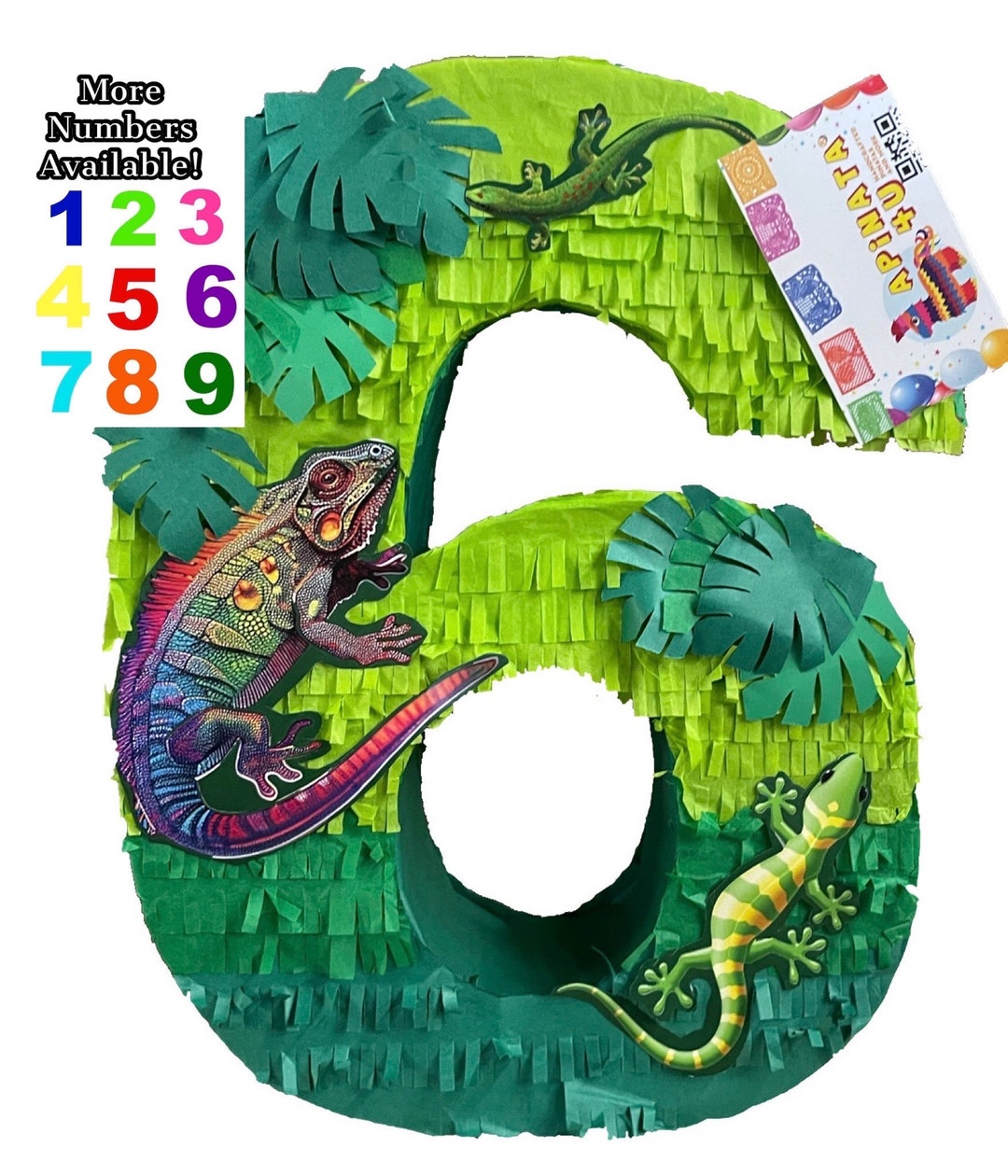 Sale! 20” Tall Lizzards Themed Number Six Pinata Green Color 6th ...