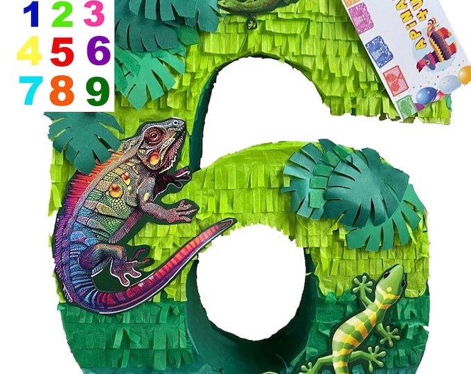 Sale 20 Tall Lizzards Themed Number Six Pinata Green Color 6th Birthday ...