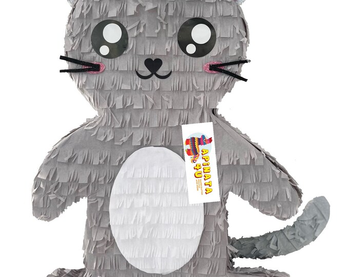 Sale Standing Kitty Cat Pinata Birthday Gray Color for - Etsy