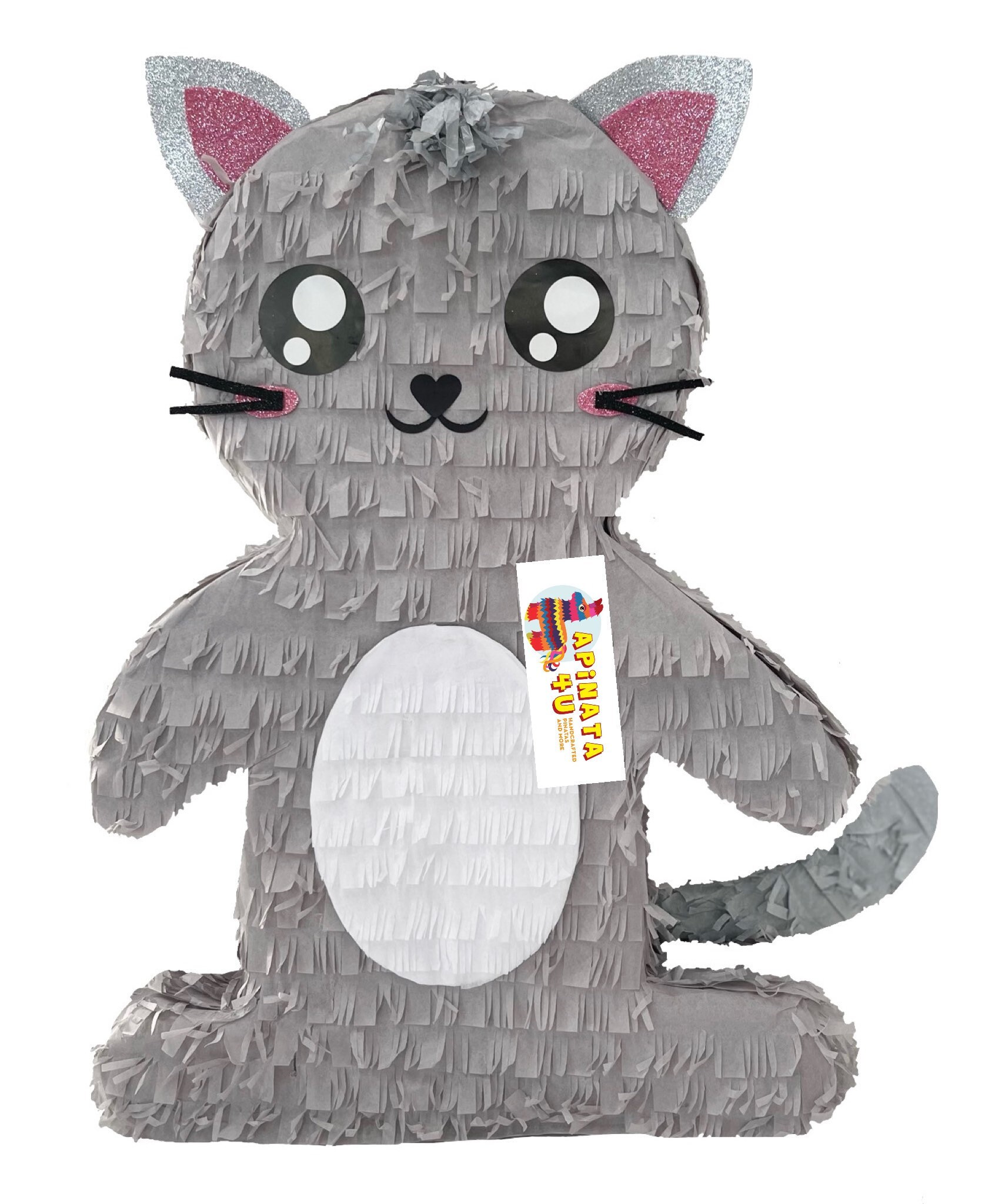 Sale Standing Kitty Cat Pinata Birthday Gray Color for - Etsy