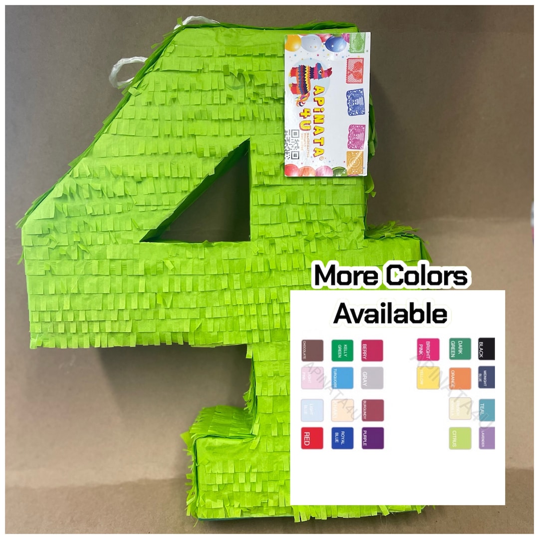 Sale! 20” Solid Color Blank Number Four Pinata Fourth Pinata Green ...