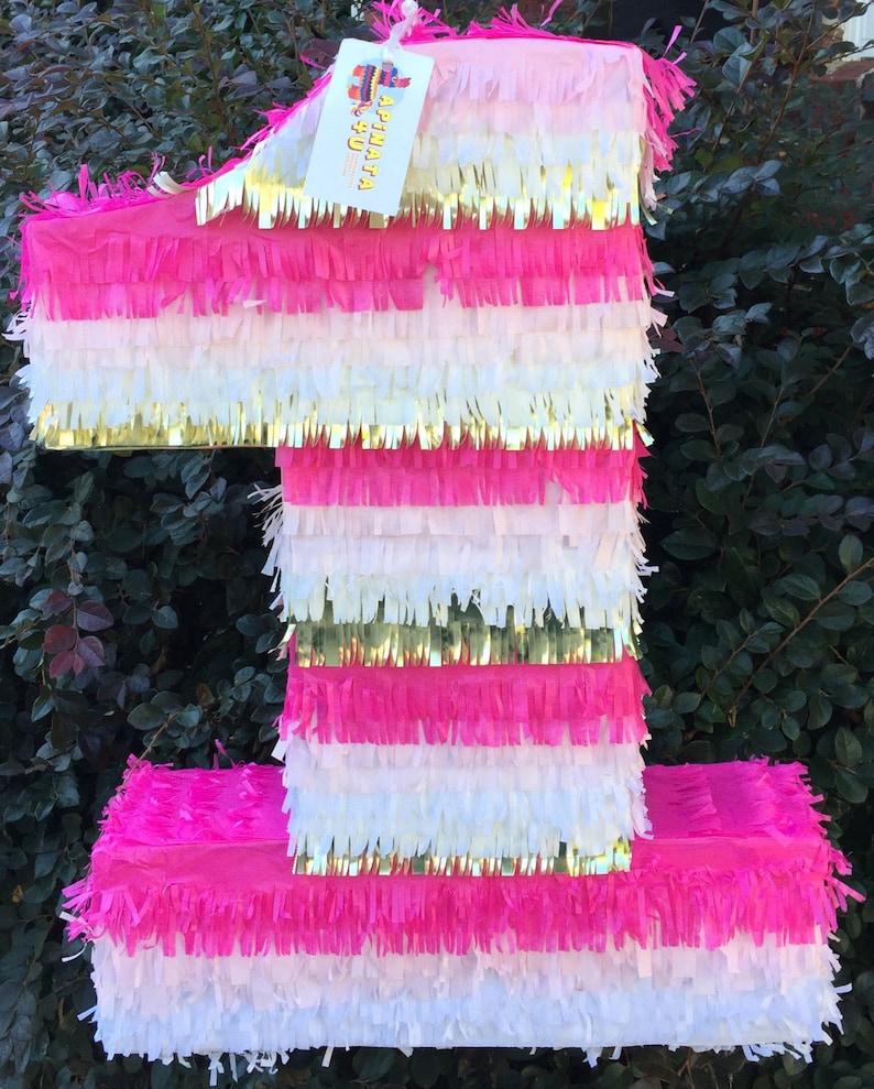 20'' Tall Number One Pinata Pink & Gold Stripes Star - Etsy