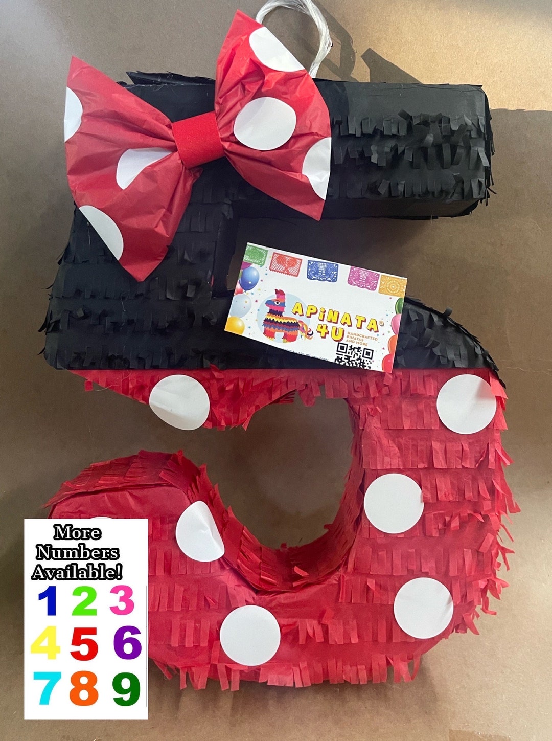 Sale! 20'' Tall Number Five Piñata Fifth Birthday Black & Red Mouse ...