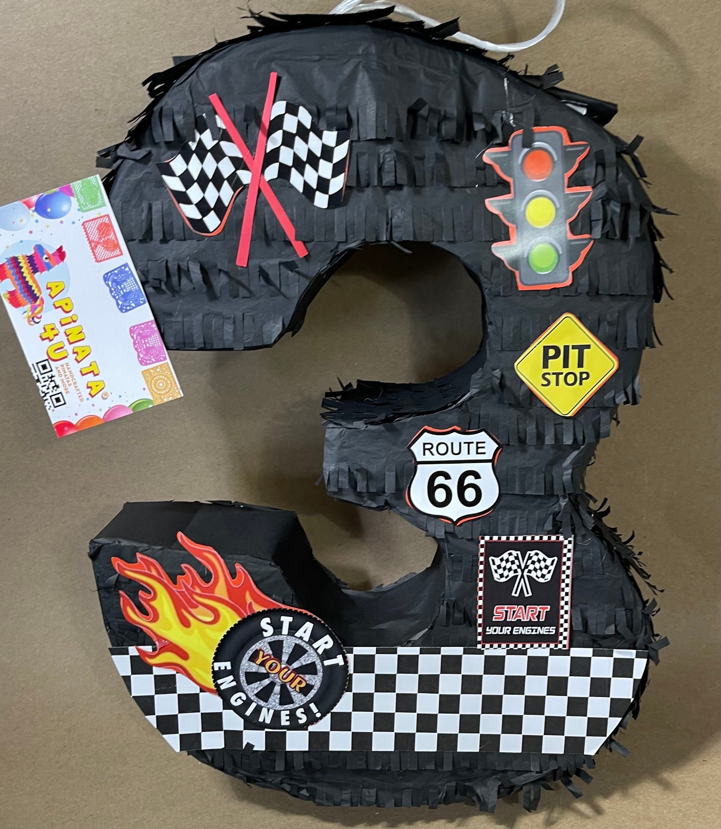 20'' Tall Number Three Piñata Race Car Theme 3rd - Etsy