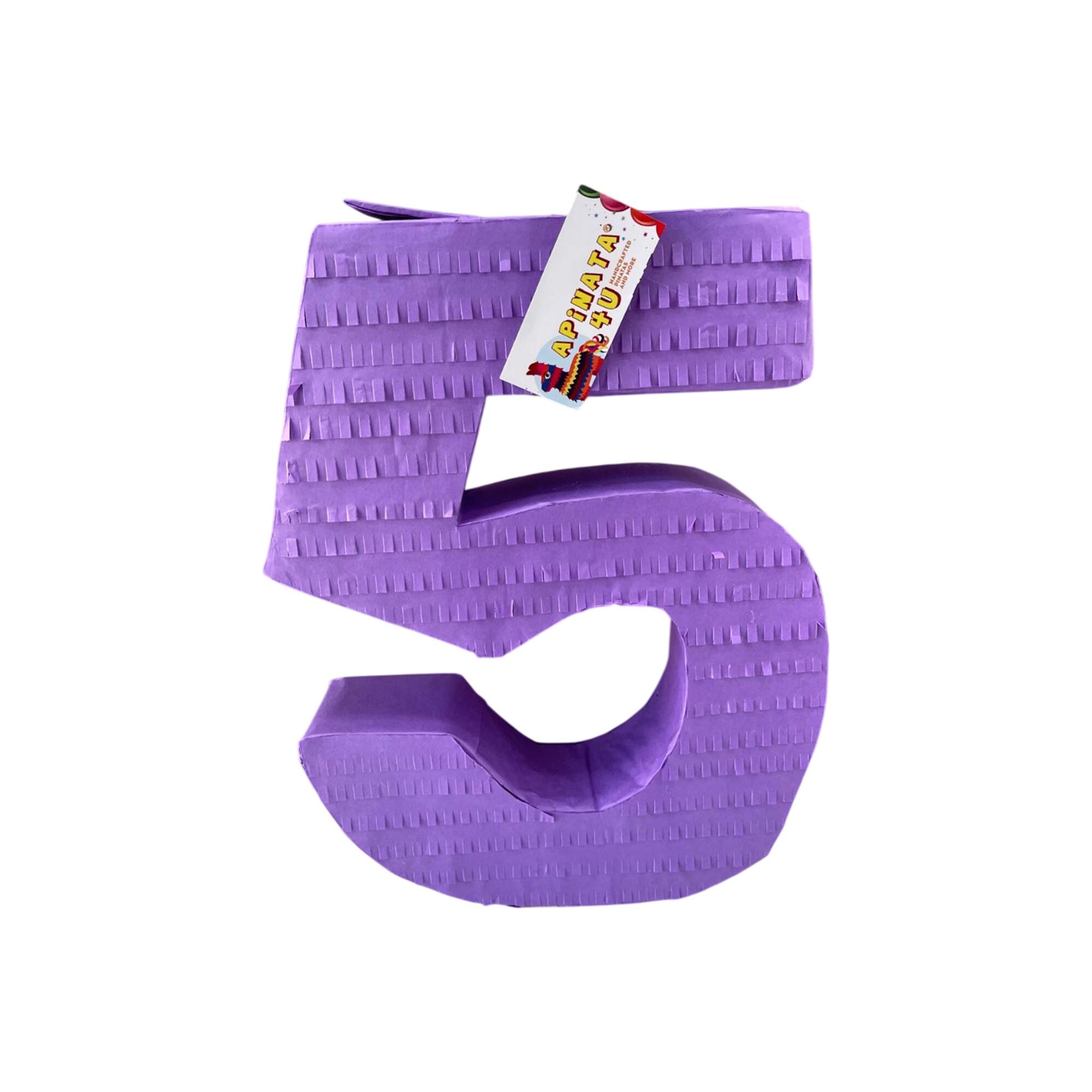 Number 5 Purple Color Pinata, Fifth Anniversary Decor, Kids Birthday ...