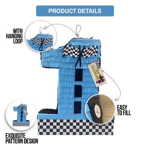 Racing Flag Themed Number One Pinata, Customizable Number Pinata, First ...