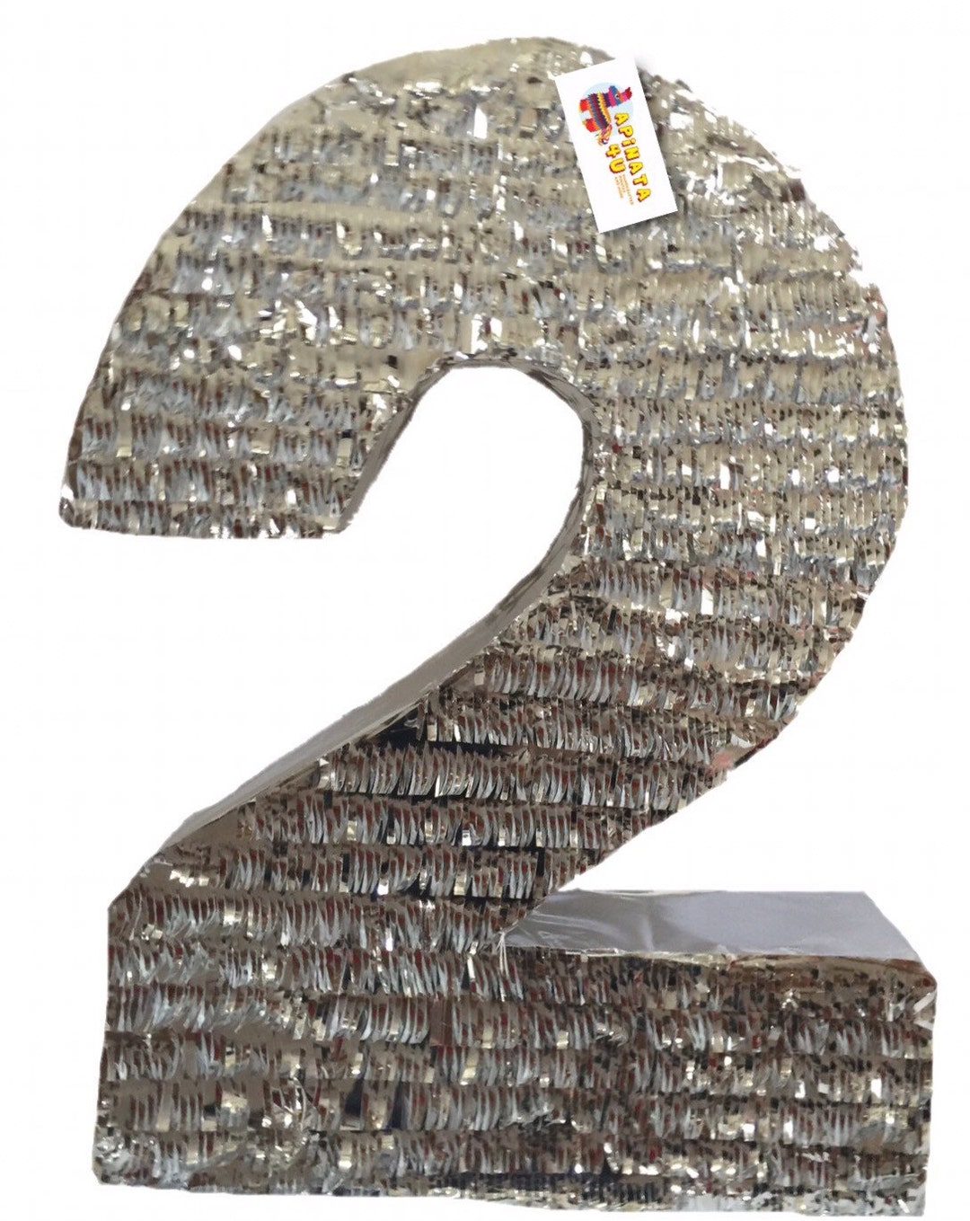 20 Inch Tall Number Two Pinata, Brighten Silver Color, Perfect for ...