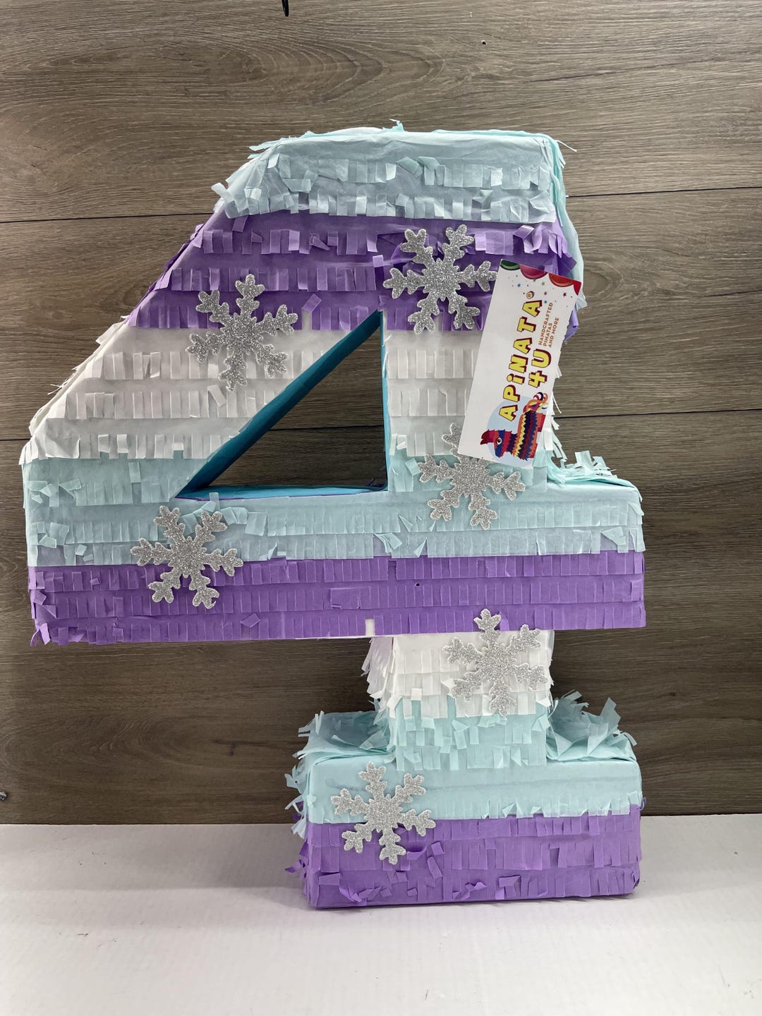 Number Four Winter Wonderland Themed Pinata, Ideal for Fourth Birthday ...