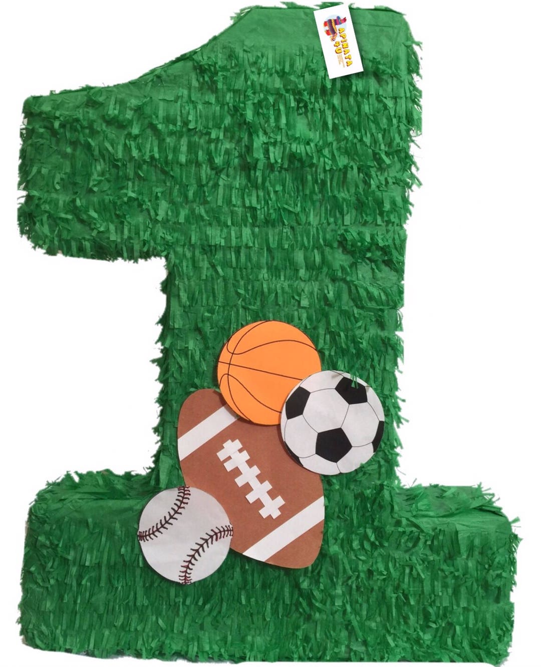 Sale 20'' Tall Green Number One Piñata Sports Theme Sports Balls ...