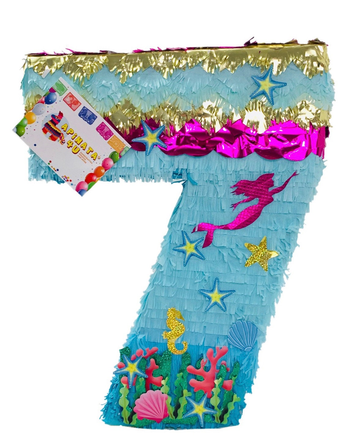 Large Number Seven Pinata Under the Sea Theme Seventh Birthday - Etsy