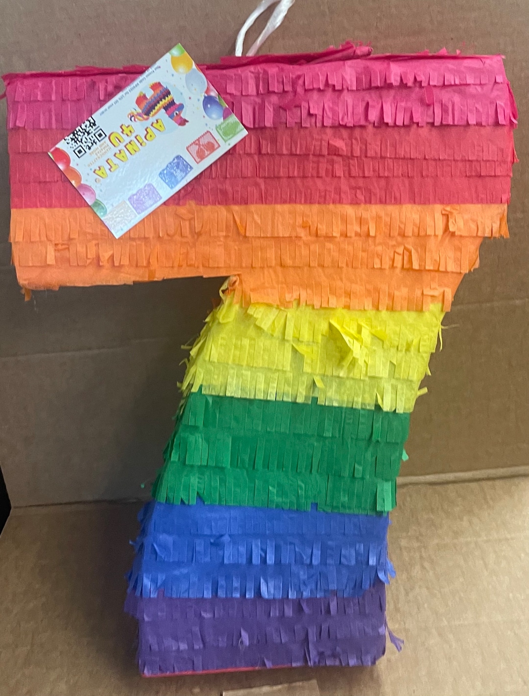 Number Seven Pinata, Rainbow Theme Pinata for Birthday Fun Party Decor ...
