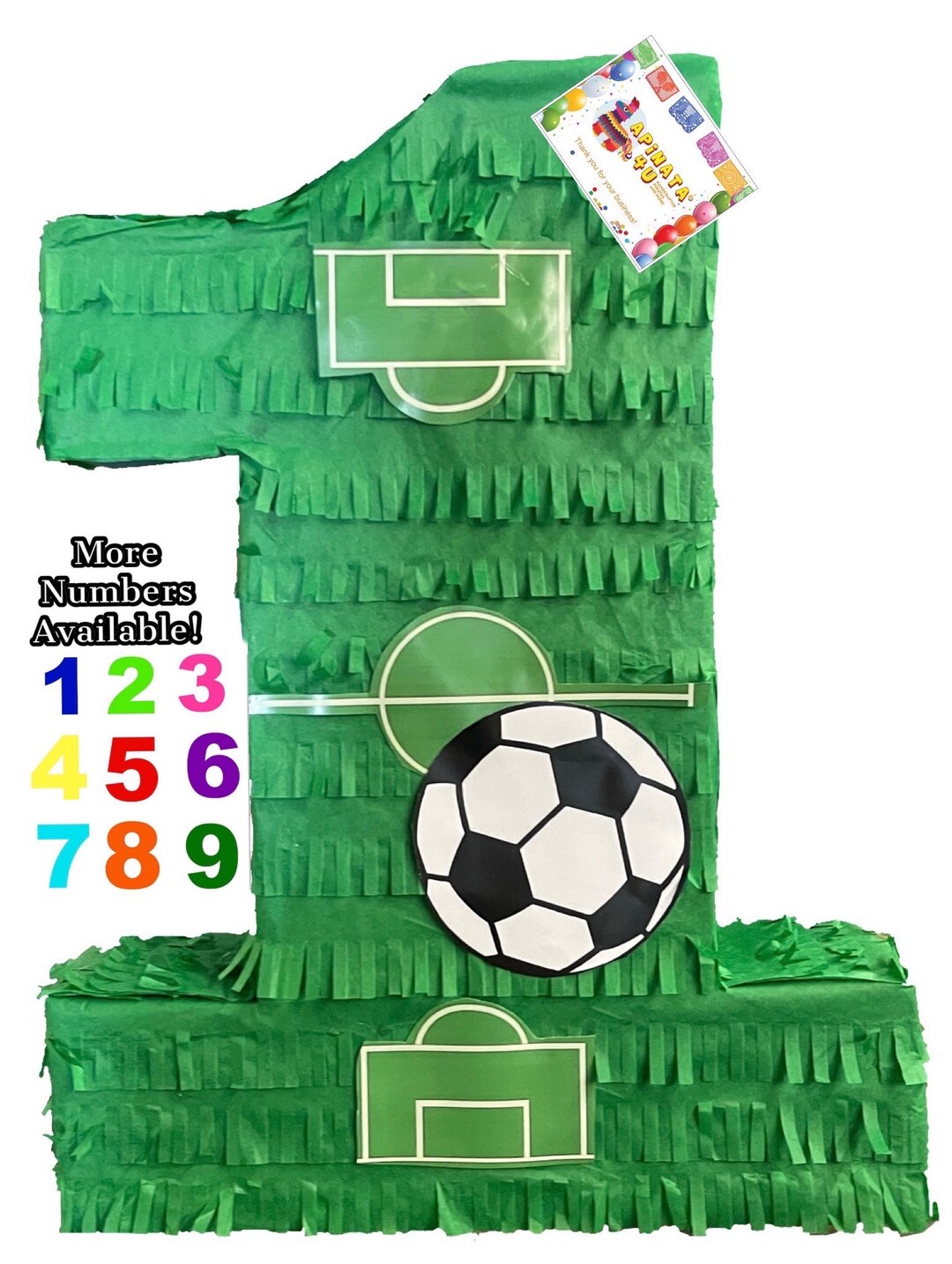 Sale 20'' Tall Green Number One Pinata Soccer Theme - Etsy