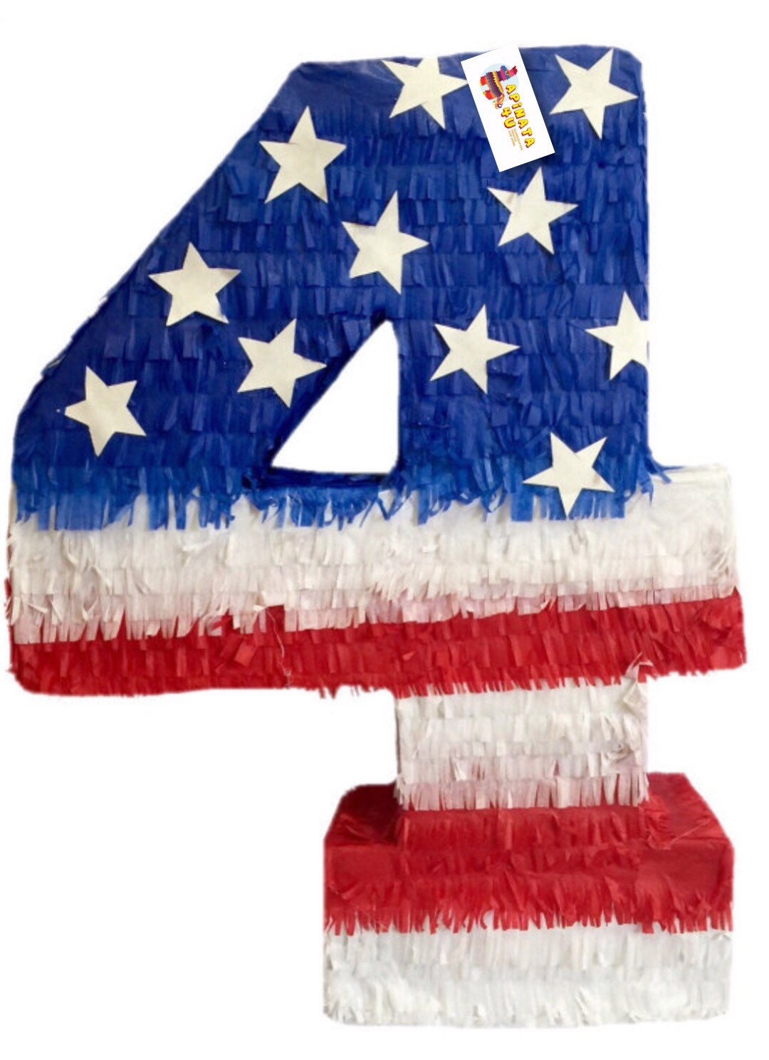Patriotic Number 4 Pinata for 4th Birthday Celebration, Independence ...
