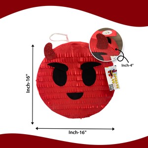 Devil Emoji Pinata, Red and Black Devil Face Pinata, Spooky Themed ...