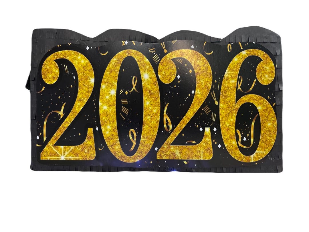2026 Glitter Pinata, Perfect for New Years Eve, Sparkling Gold Design ...