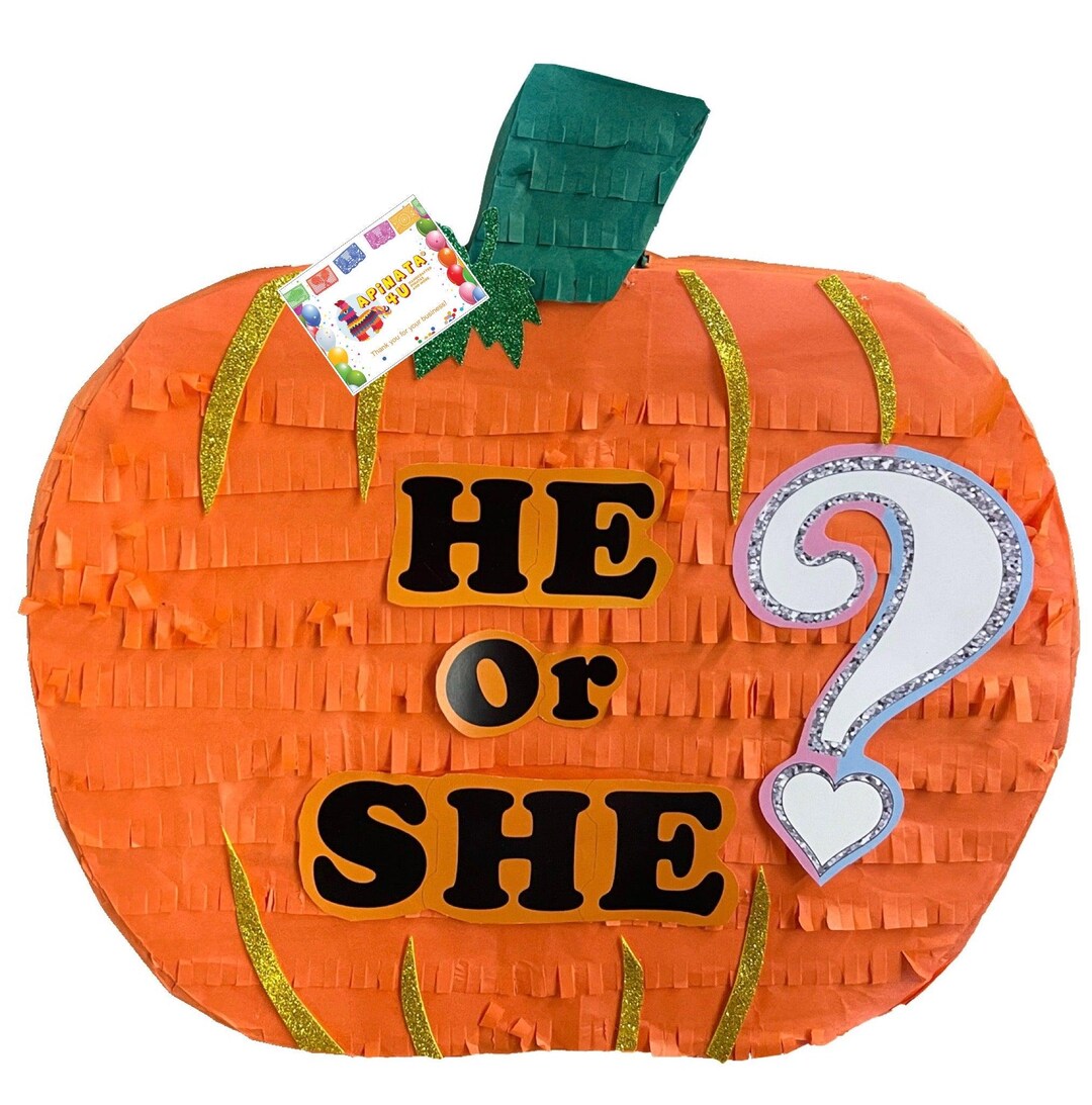 Pumpkin Pinata Fall Themed Gender Reveal He or She? - Etsy