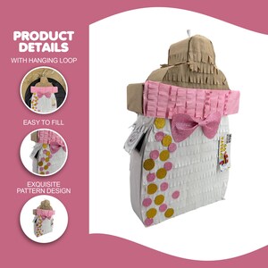 Bottle Pinata With Bow, Baby Girl Pinata With Pink & Gold Glitter ...