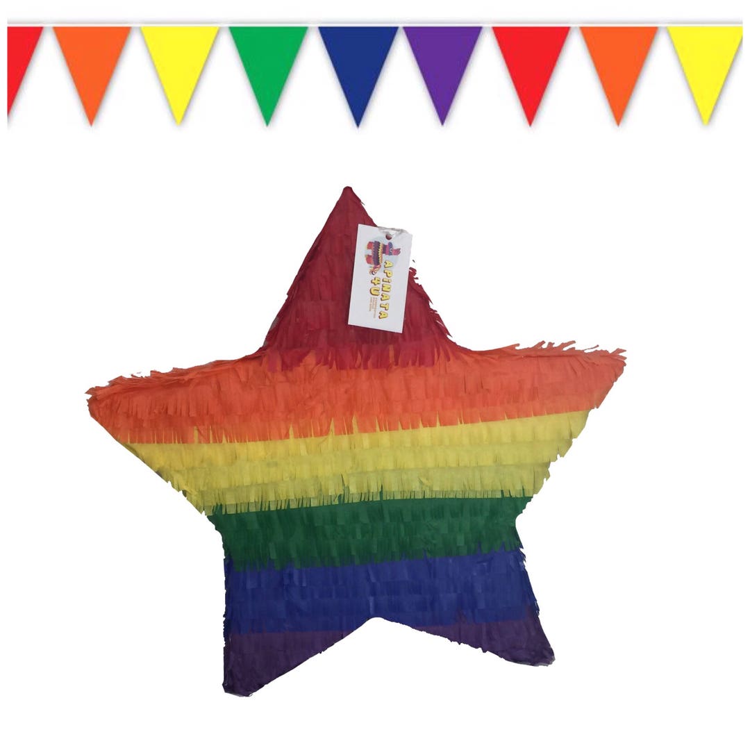 Sale! Ready to Ship 19" Star Shaped Pinata Rainbow Colors Great for ...