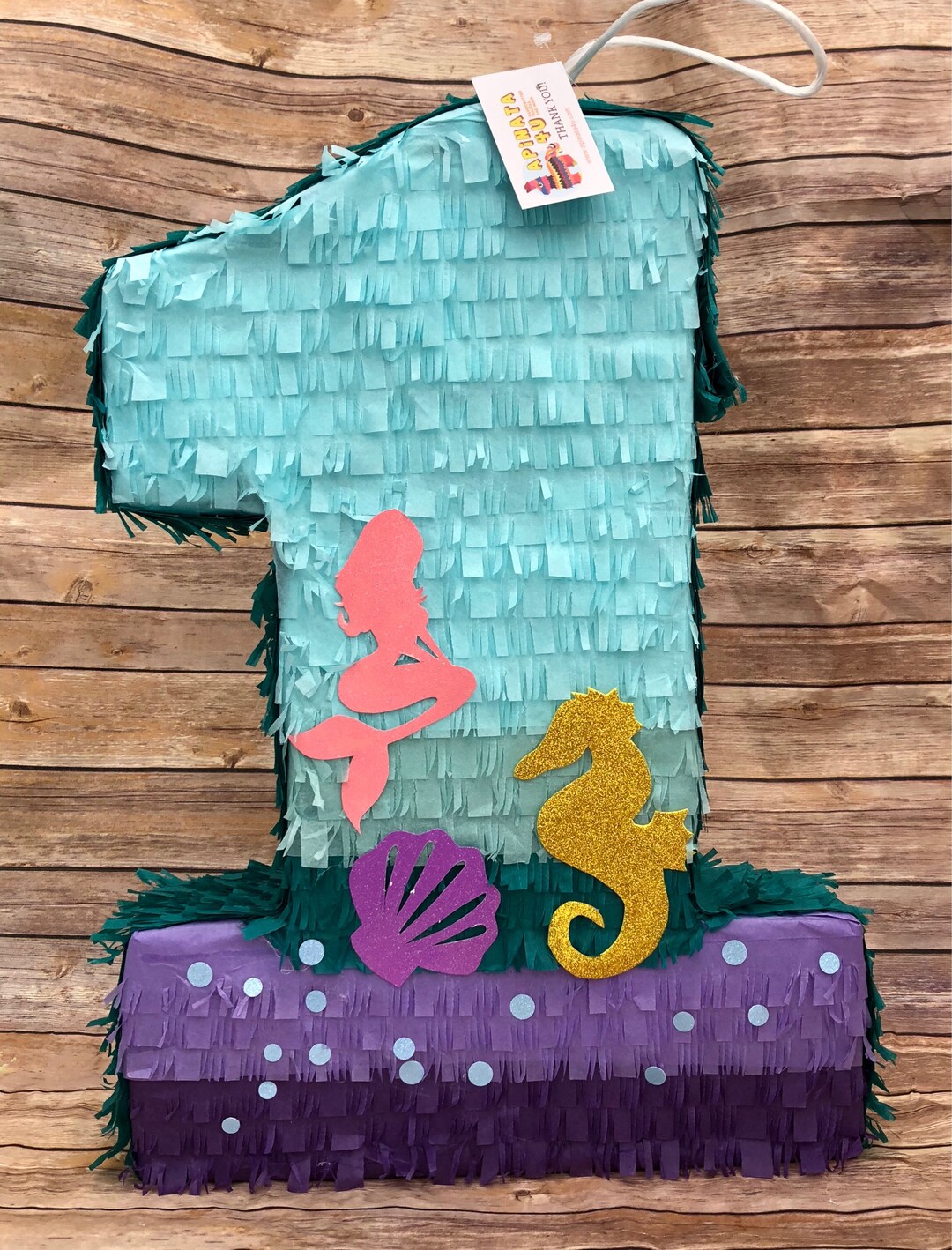20'' Tall Number One Pinata Mermaid Seashell Seahorse Accents First ...