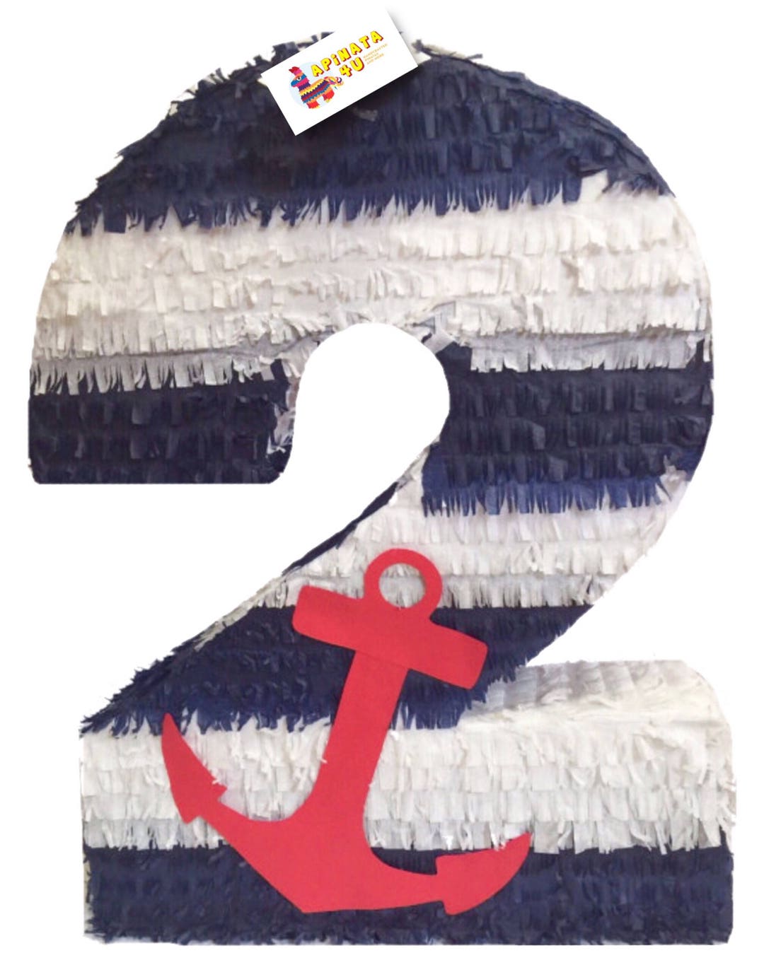 Nautical Themed Number '2' Pinata With Red Anchor, Smashable Party ...