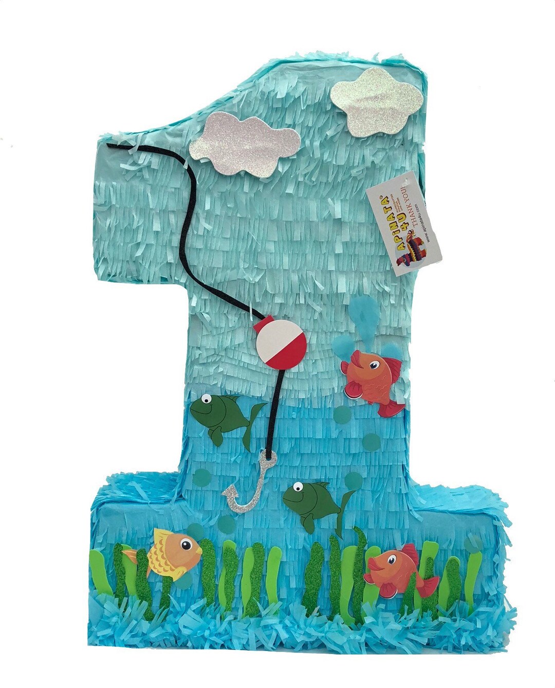 20” Tall Number One Pinata Fishing Theme Fisherman Under the Sea the ...
