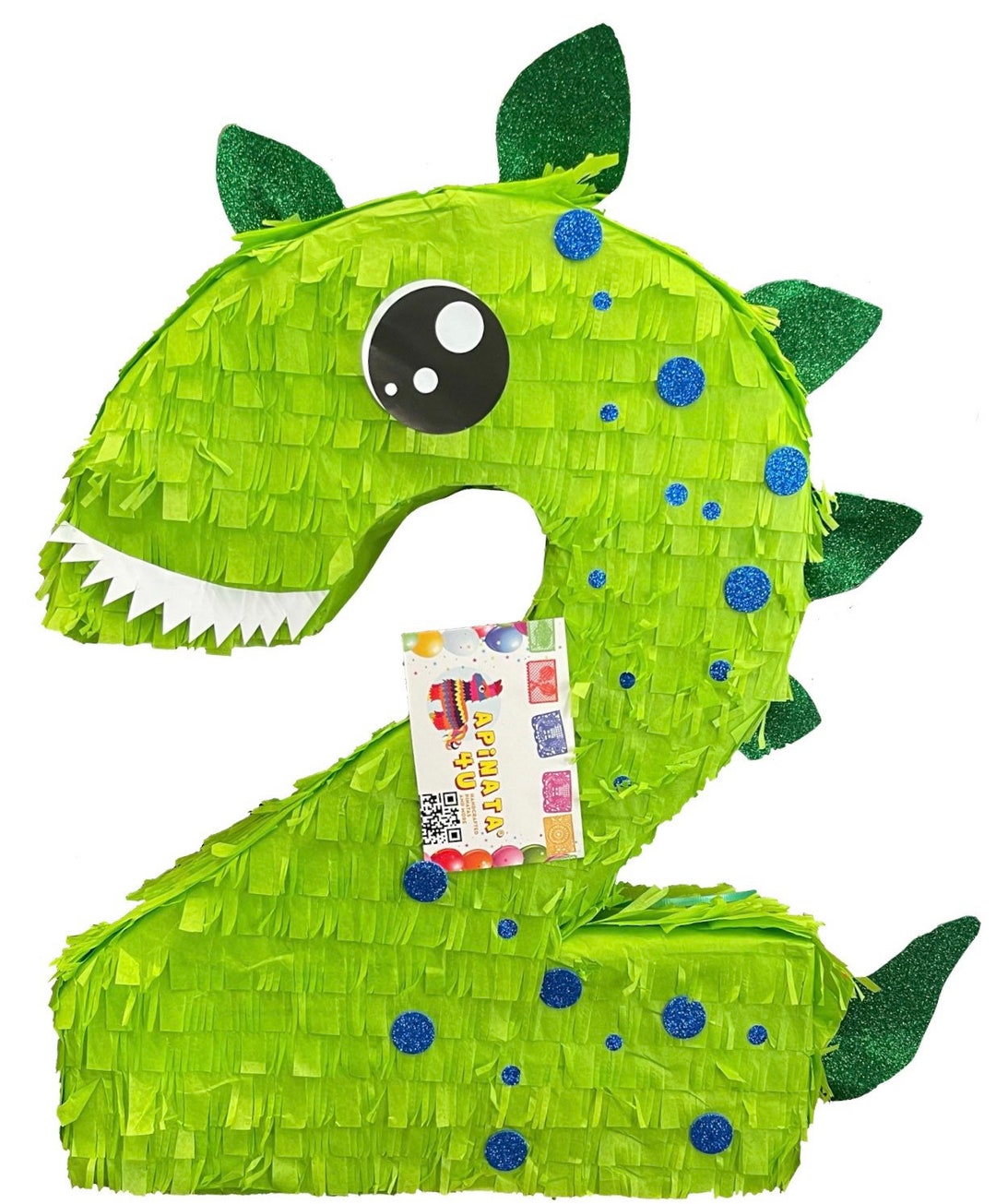 20'' Tall Number Two Pinata Second Birthday Pinata Bright Green ...