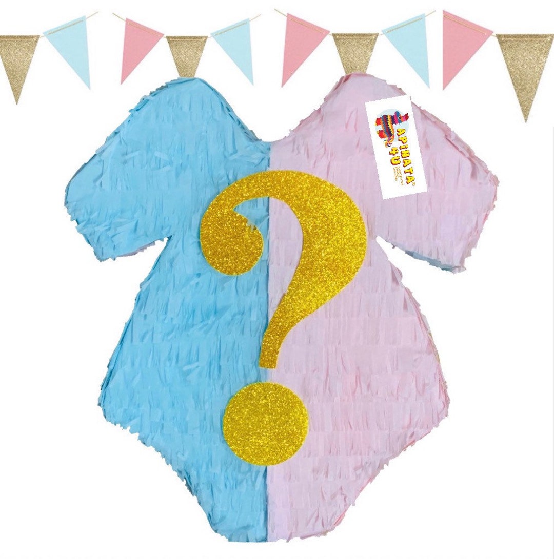 New! Ready to Ship! Gender Reveal Pinata Baby Onesie Shape Teal & Light ...
