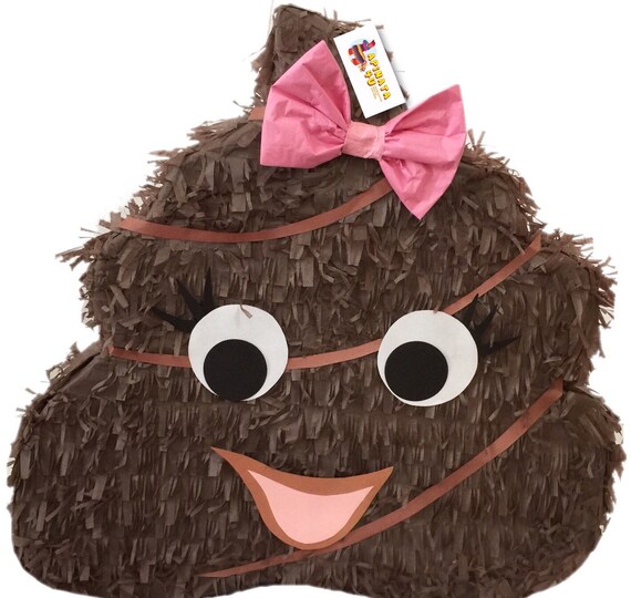 Poop Emoticon Pinata With Pink Bow | Etsy