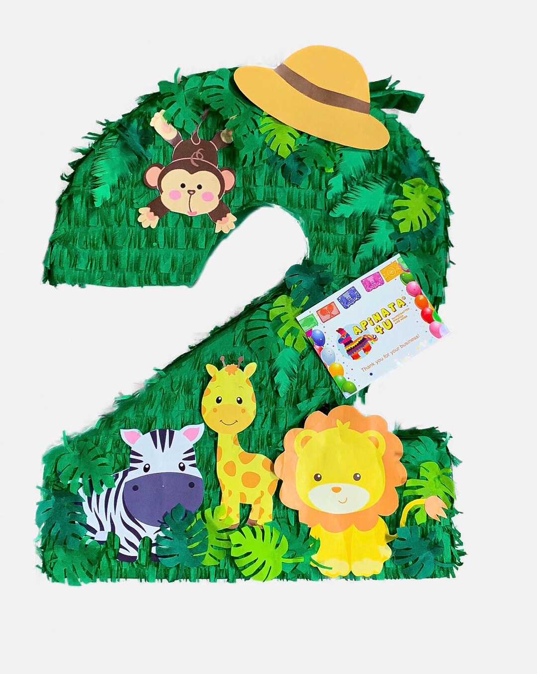 Sale Number Two Pinata Safari Themed Zoo Animals Second Birthday Two ...