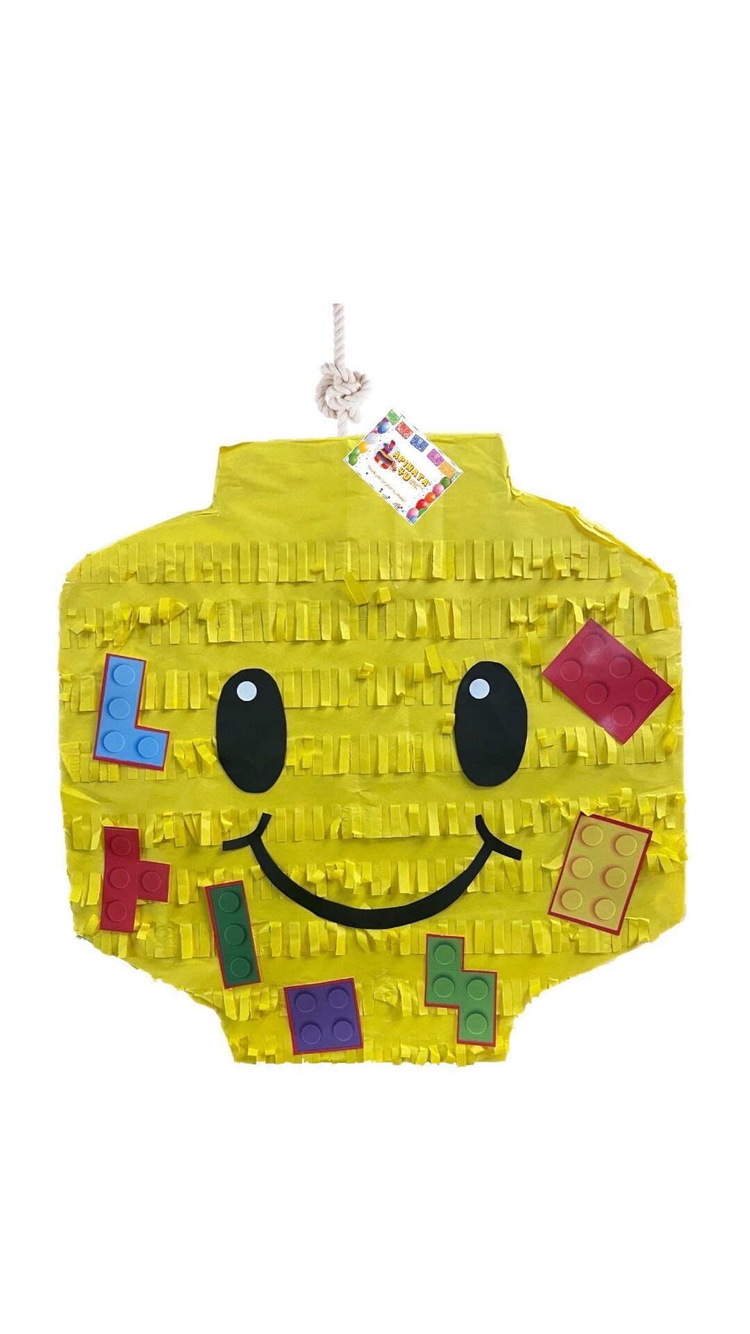 Yellow Smiling Pinata, Building Block Theme, 16" Party Decoration - Etsy