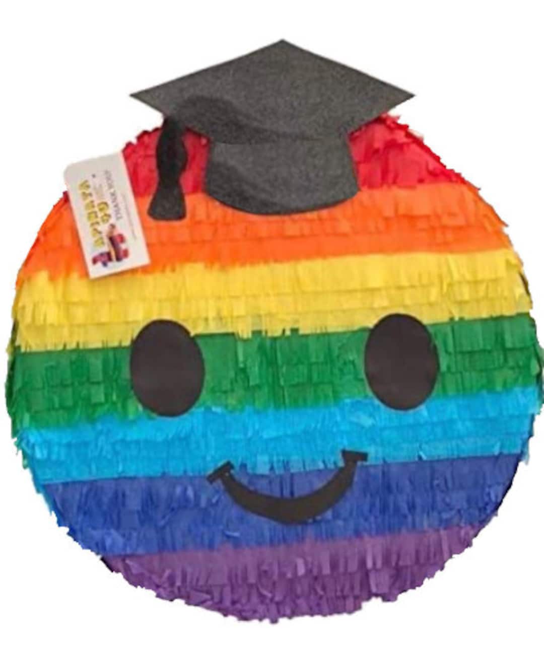 Emoticon Graduation Pinata, Black Cap, Rainbow Emoji Theme, Congrats ...