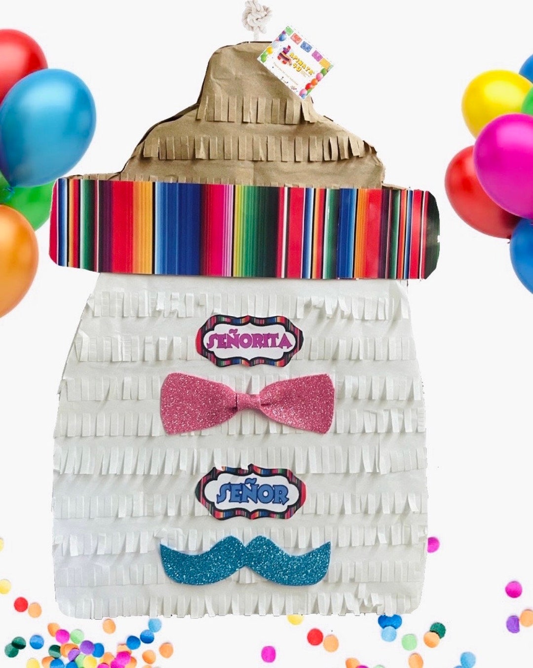 20 Tall Señorita Señor Gender Reveal Pinata Baby Bottle Shape New Mom ...
