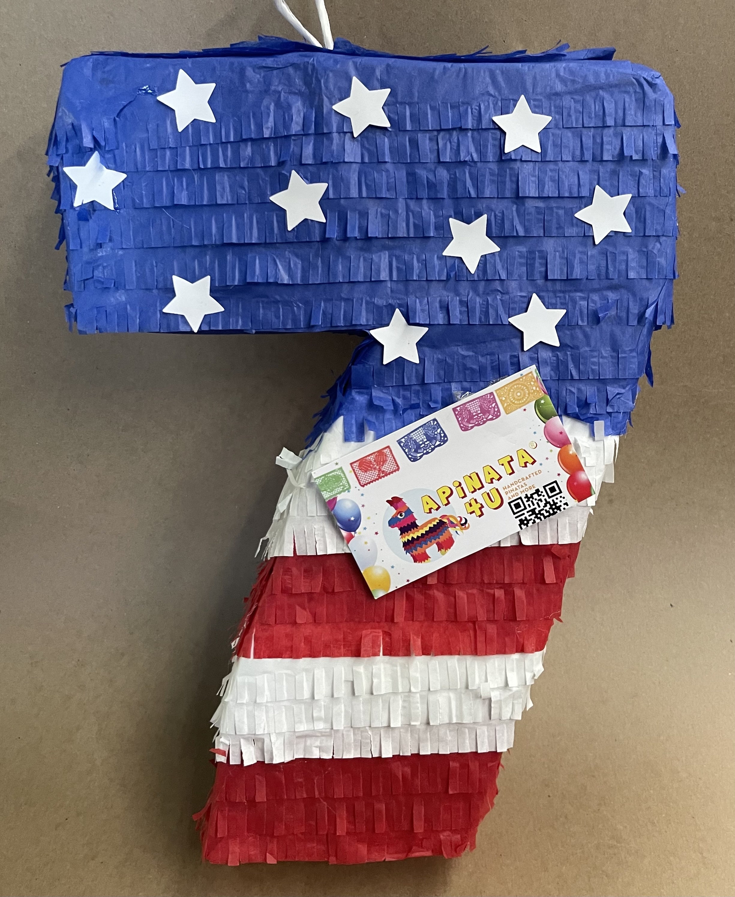 Patriotic Theme 20 Inch Tall Number Seven Pinata, July 4th Party, Red ...
