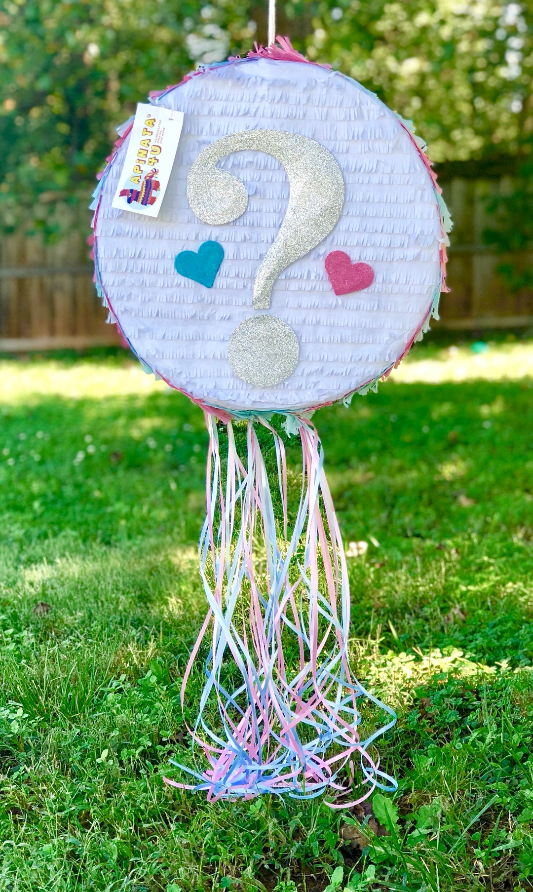 Sale Gender Reveal Pinata He or She With Pink & Blue Glitter Heart ...