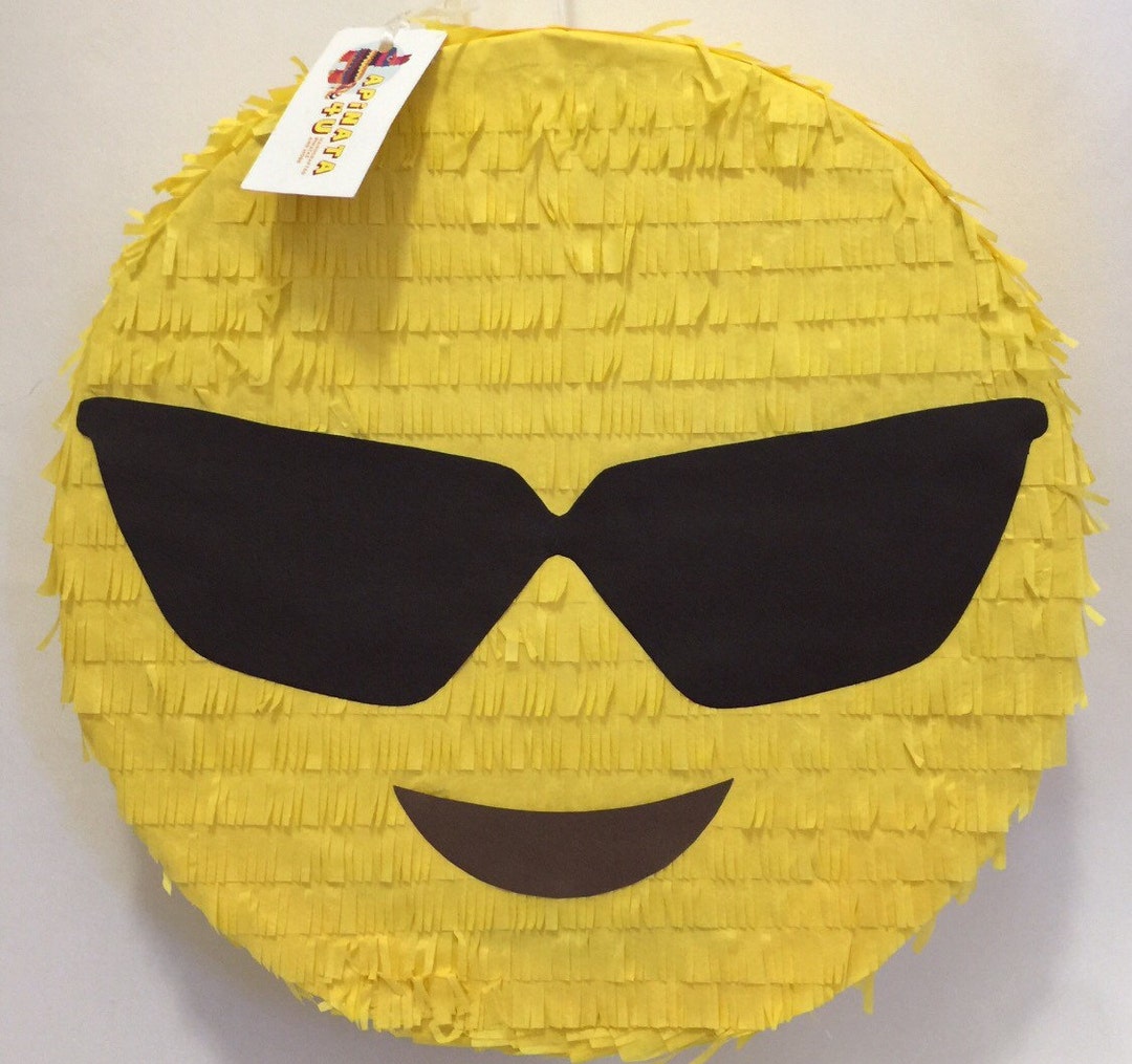 Yellow Sunglasses Emoji Pinata, Fun Emoji Theme for Kids' Birthday ...