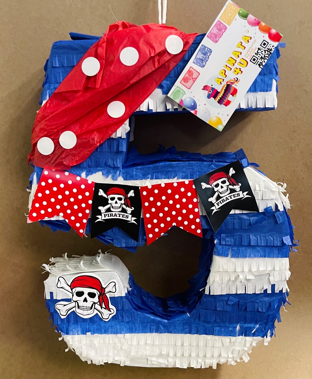 Pirate Pinata Number Five Pinata 20" Tall Pirate Theme Nautical ...