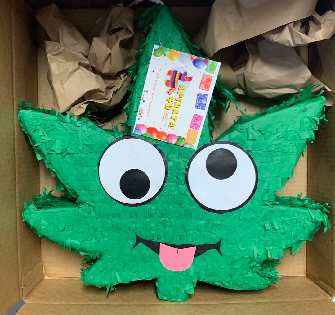 Handcrafted 16 Inch Hemp Leaf Pinata, for 420 Festival Theme, Weed ...