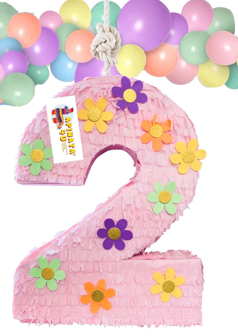 20'' Tall Number Four Pinata Flowers Theme Too Groovy - Etsy