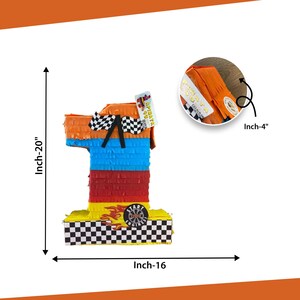 Race Car Themed Number One Pinata, Colorful, Checkered Flag Theme ...