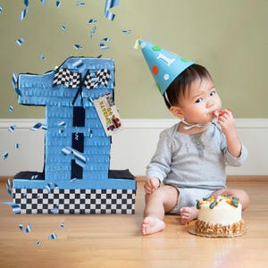 Racing Flag Themed Number One Pinata, Customizable Number Pinata, First ...