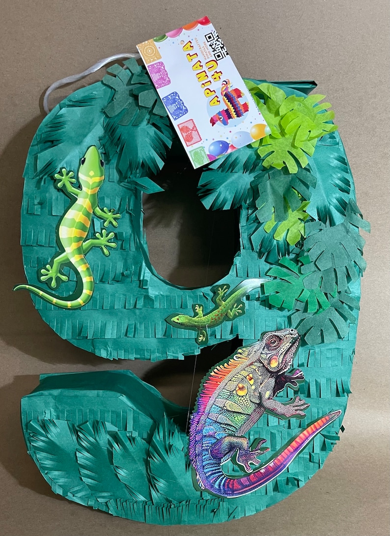 20” Tall Lizards Themed Number Nine Pinata Green Color 9th Birthday ...