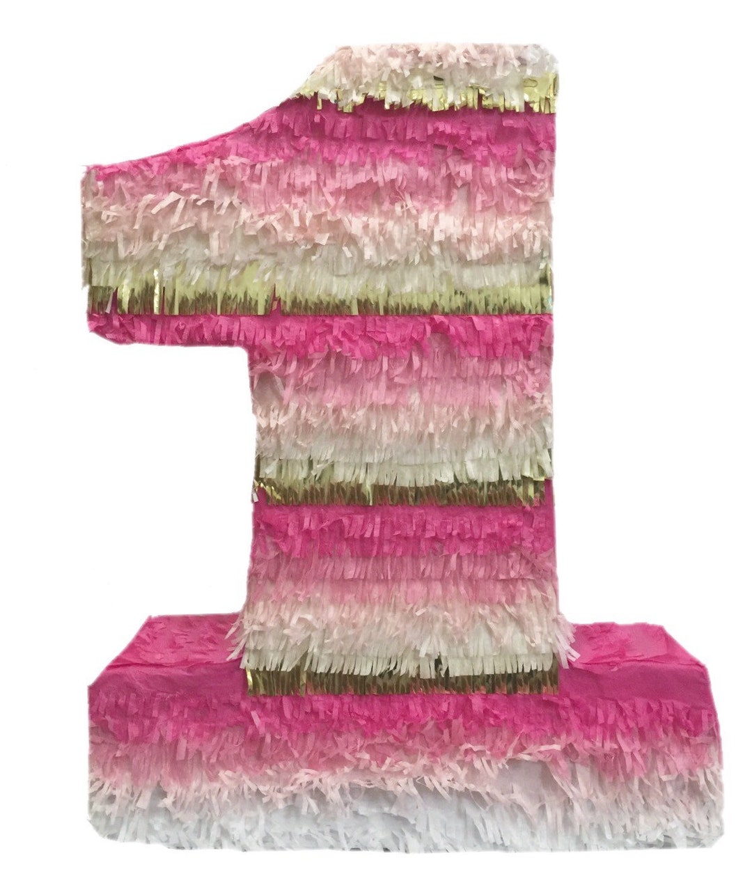 20'' Tall Number One Piñata White Pink & Gold Stripes - Etsy