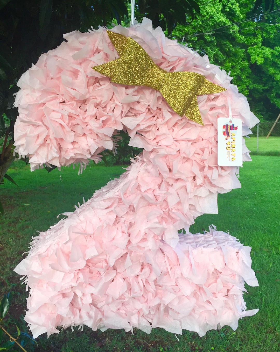 Number Two Pinata Light Pink Color Fluffy Look Second Birthday - Etsy UK