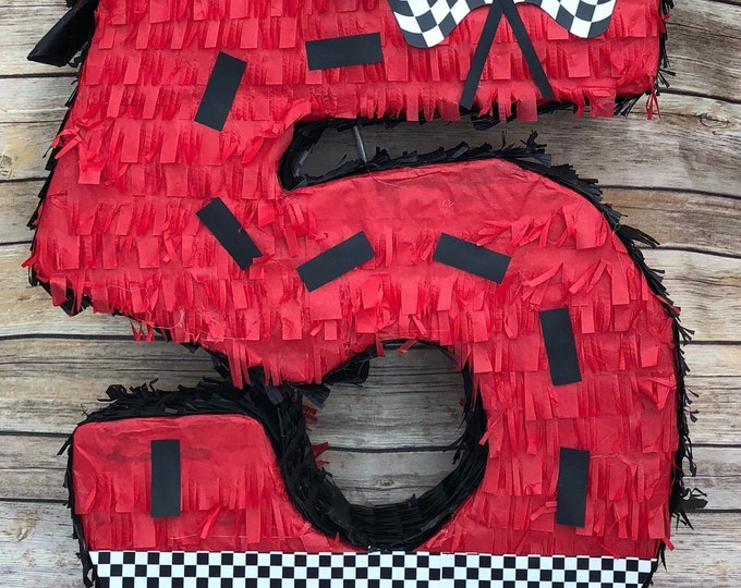 Race Car Number 6 Pinata With Checkered Flags, Perfect for 6th Birthday ...