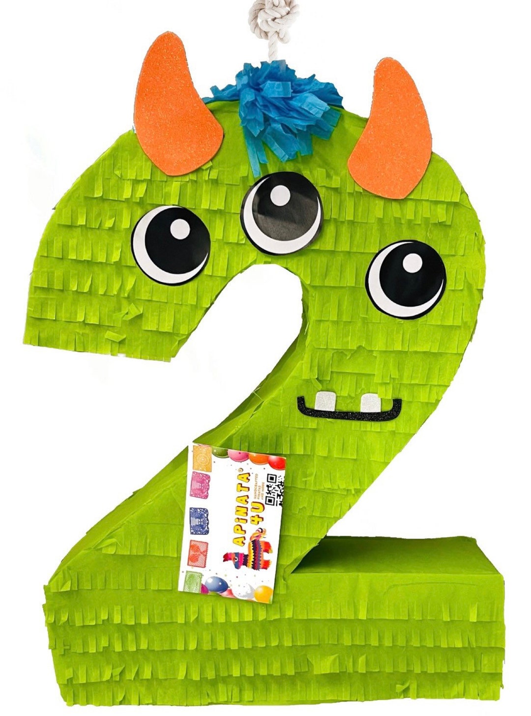 20'' Tall Large Number Two Pinata Monster Theme Second Birthday Monster ...