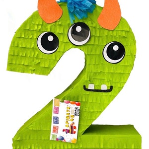 20'' Tall Large Number Two Pinata Monster Theme Second Birthday Monster ...