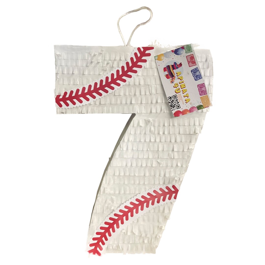 Number Seven Pinata, Baseball Themed White Color Pinata, for Seventh ...